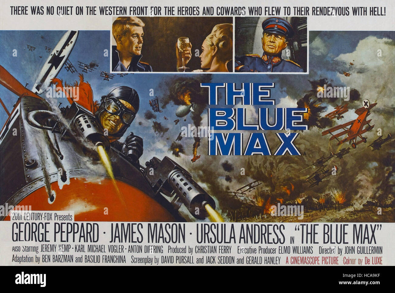 THE BLUE MAX, top l-r: George Peppard, Ursula Andress, James Mason on ...