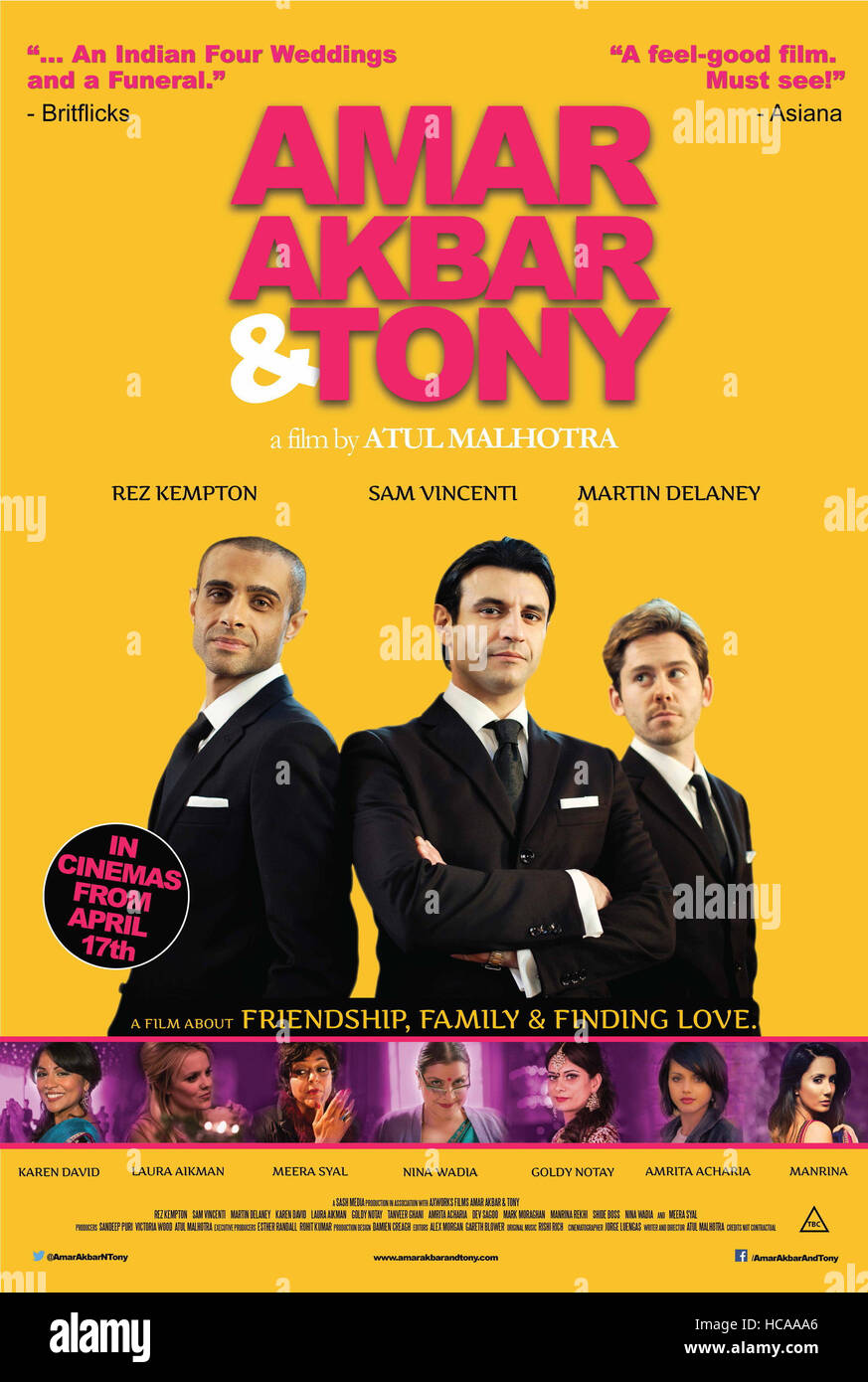 AMAR AKBAR & TONY, British poster, top, from left: Rez Kempton, Sam ...