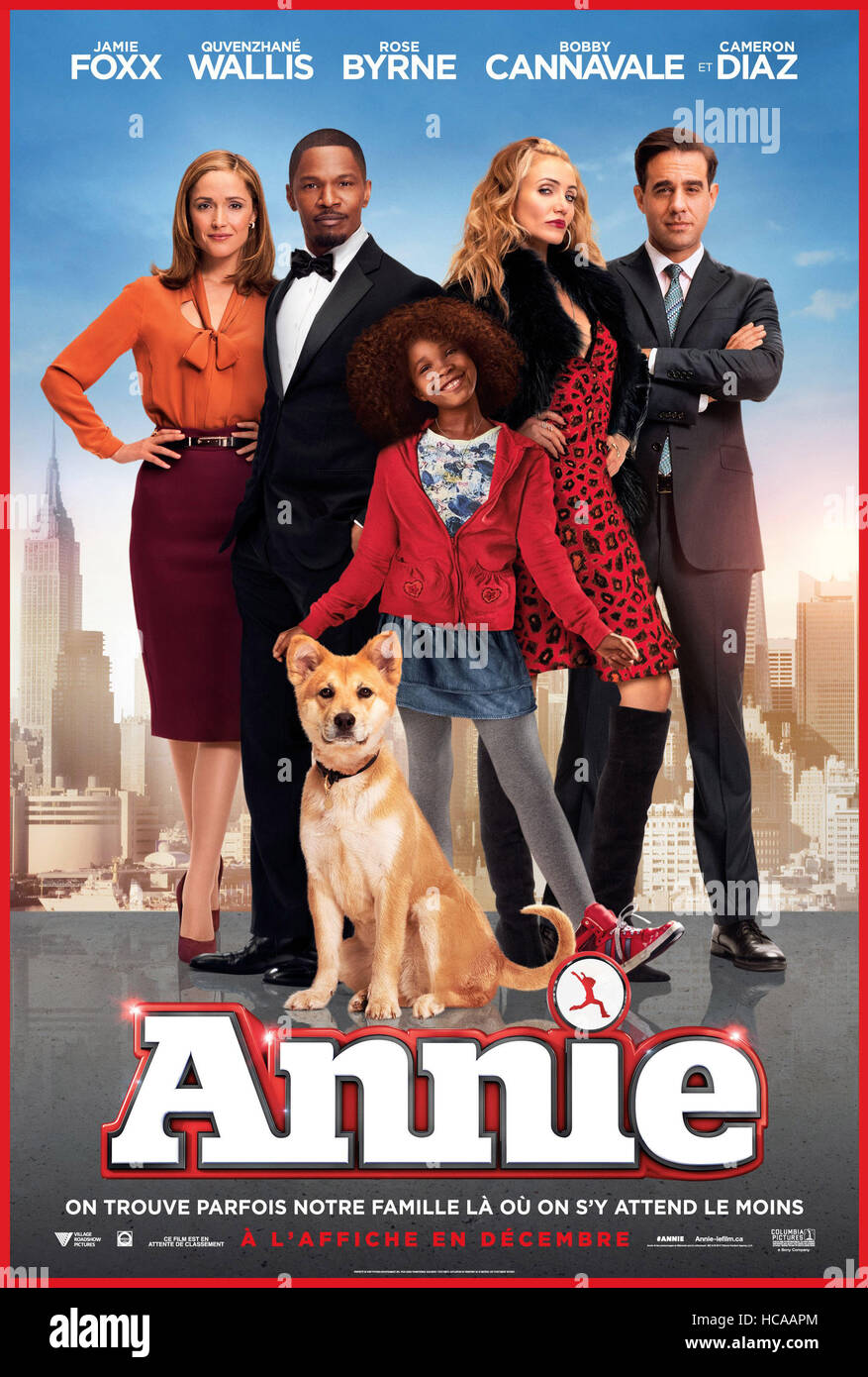 ANNIE, French poster art, from left: Rose Byrne, Jamie Foxx, Quvenzhane ...