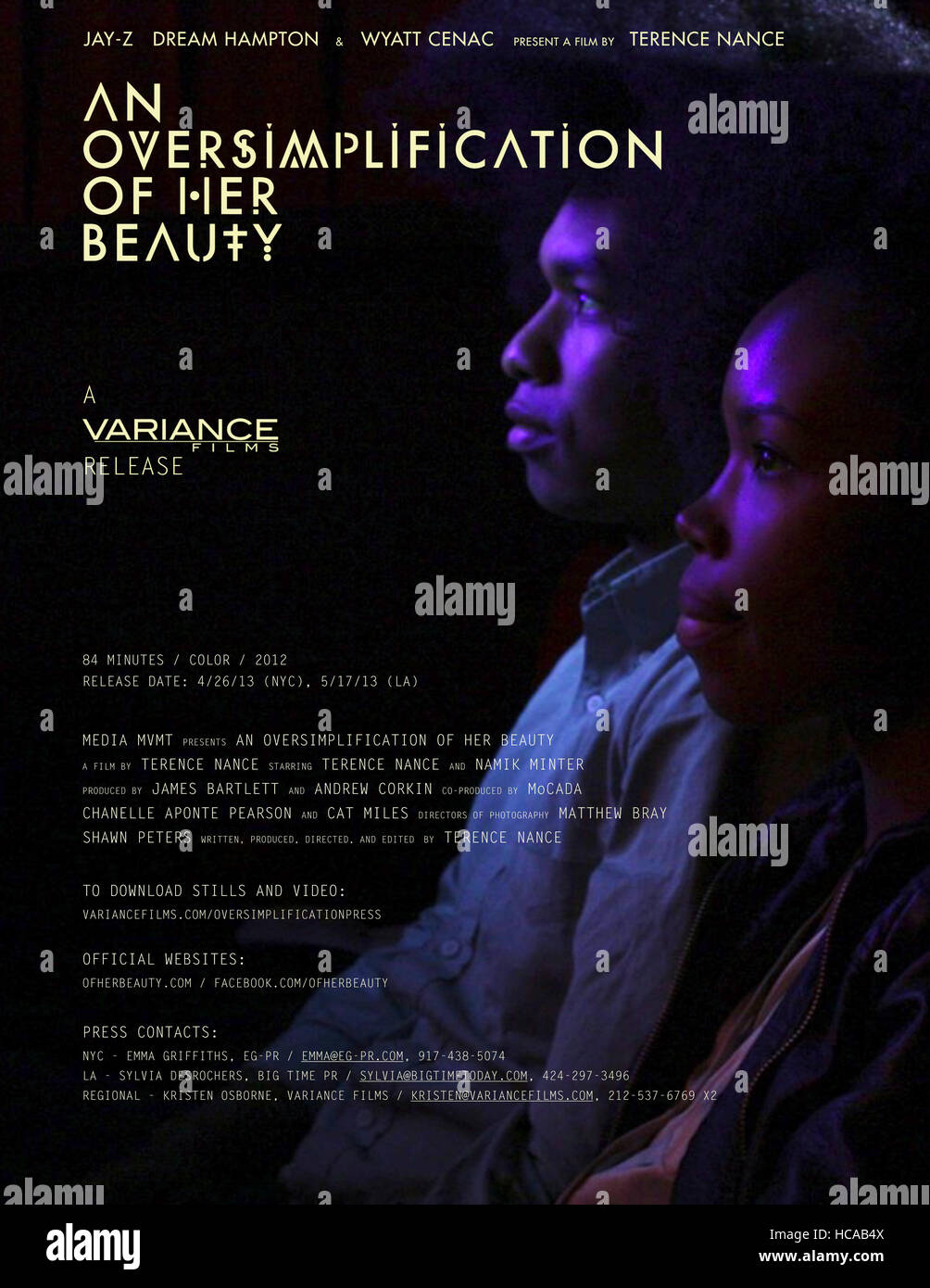 AN OVERSIMPLIFICATION OF HER BEAUTY, poster art, from left: Terence ...