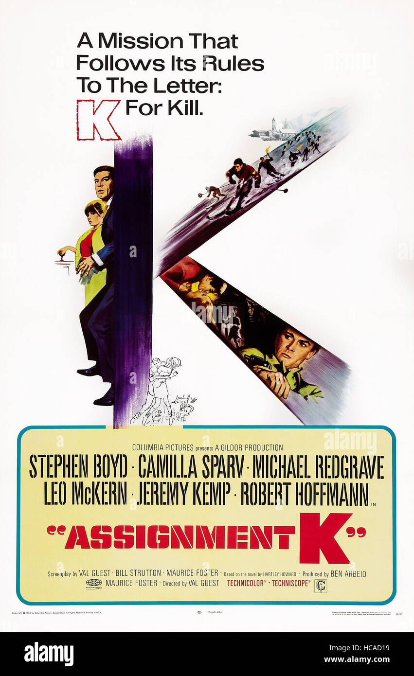 ASSIGNMENT K, US poster art, left: Camilla Sparv, Stephen Boyd; right: Robert Hoffman, 1968 ...