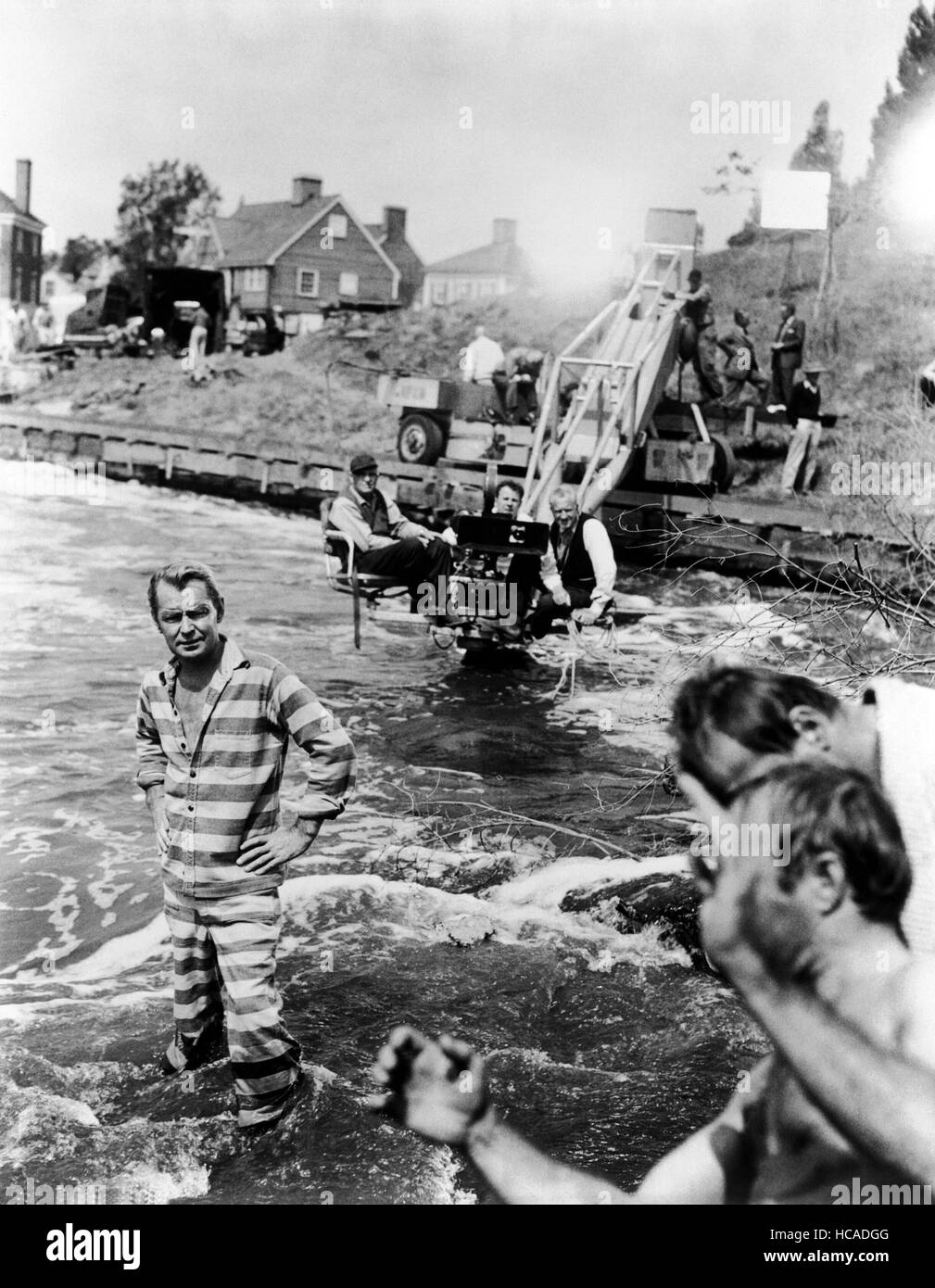 THE BADLANDERS, from left: Alan Ladd (in prison stripes), John F Seitz ...