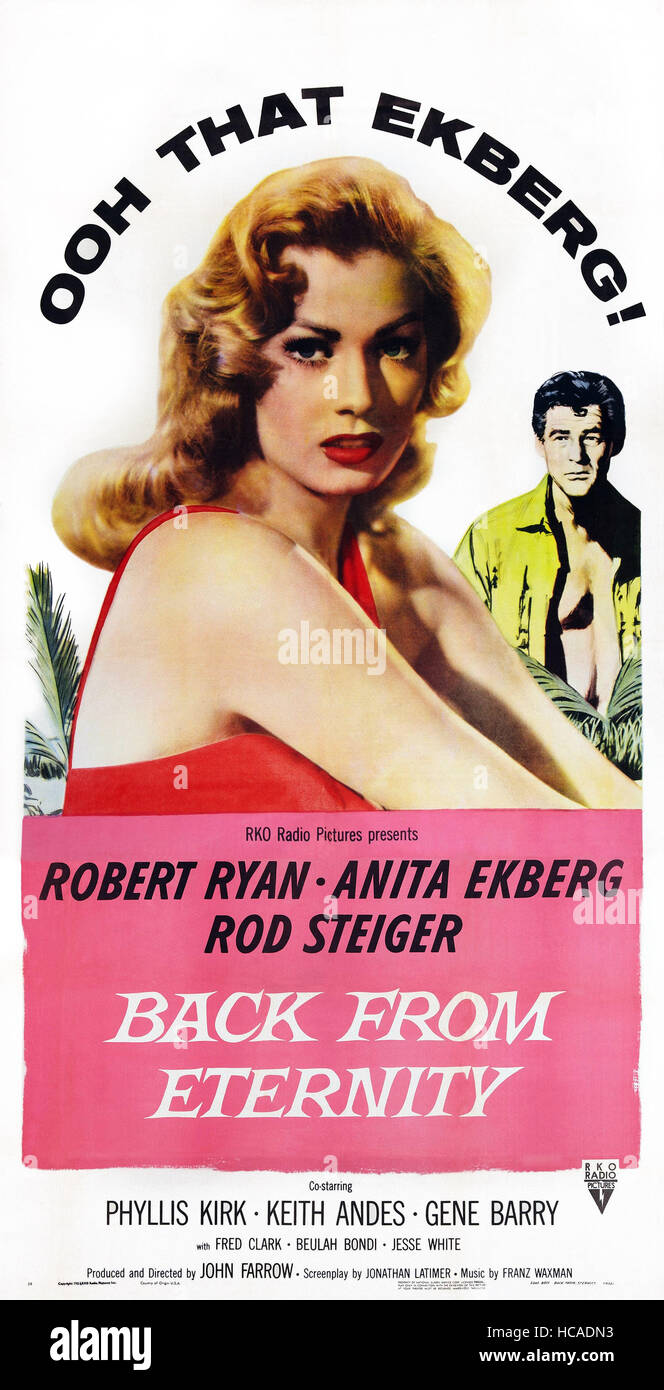 BACK FROM ETERNITY, US poster art, from top: Anita Ekberg, Robert Ryan, 1956 Stock Photo - Alamy