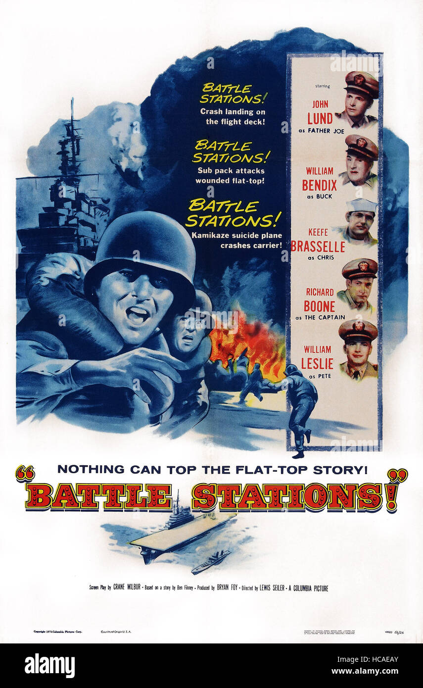 BATTLE STATIONS, right from top: John Lund, William Bendix, Keefe ...
