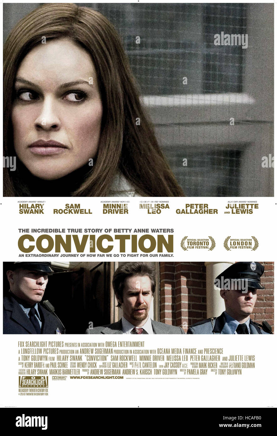 CONVICTION, (aka BETTY ANNE WATERS), Hilary Swank (top), Sam Rockwell ...