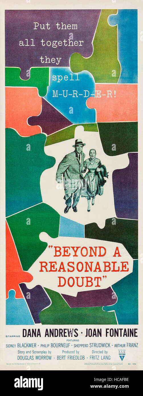 BEYOND A REASONABLE DOUBT, l-r: Dana Andrews, Joan Fontaine on insert ...