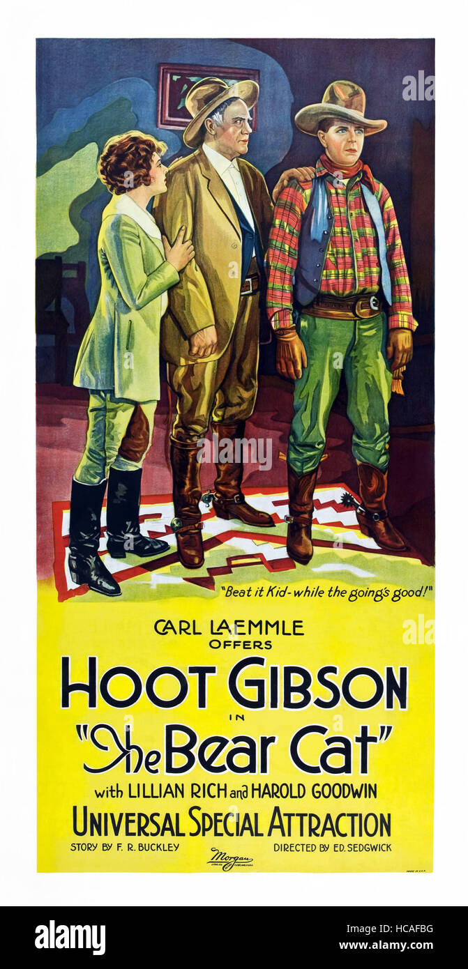 THE BEARCAT, left: Lillian Rich, right: Hoot Gibson on poster art, 1922 ...