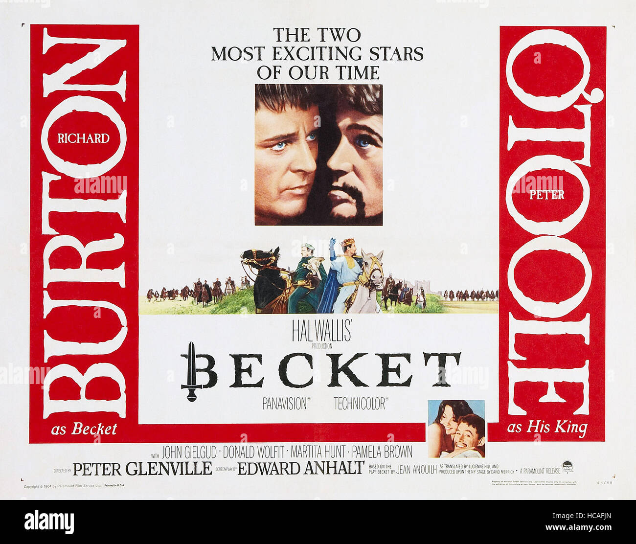 BECKET, British lobby card, from left: Richard Burton, Peter O'Toole, 1964 Stock Photo - Alamy