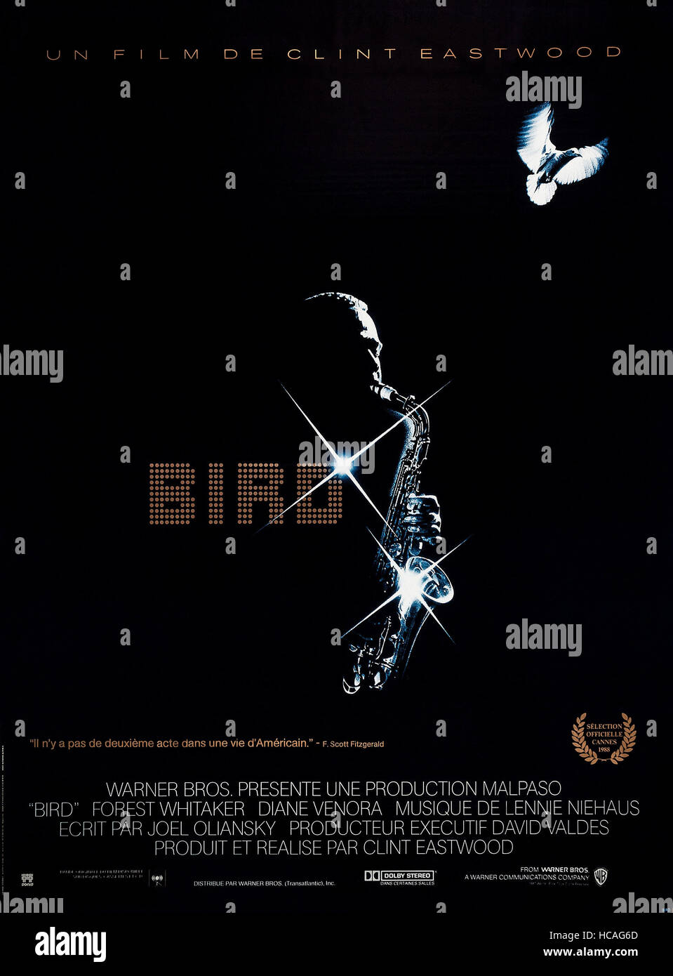 BIRD, French poster art, Forest Whitaker, (as Charlie 'Bird' Parker ...