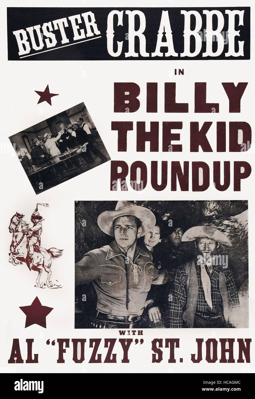BILLY THE KID'S ROUND-UP, US poster art, bottom inset, from left ...