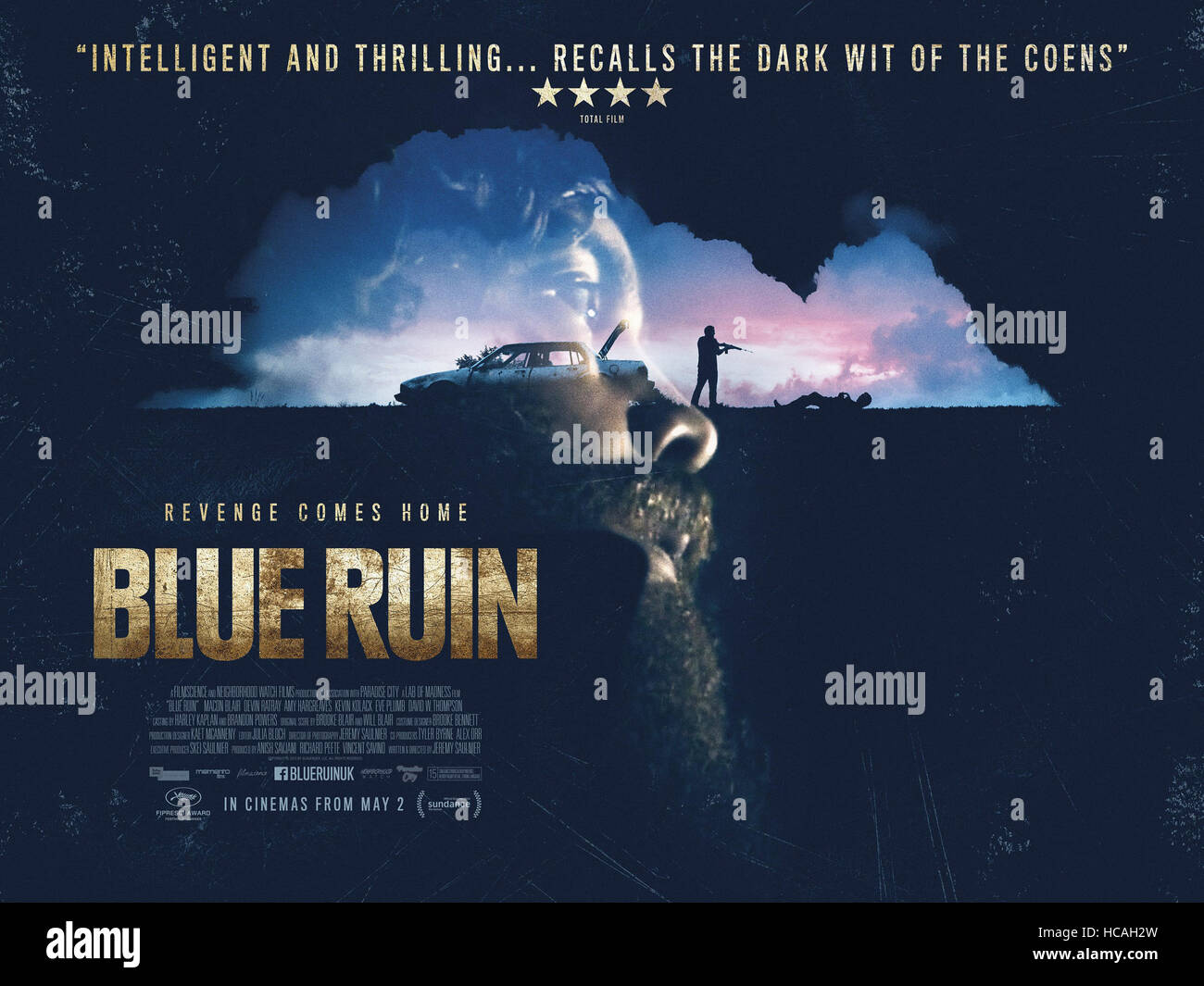 BLUE RUIN, British poster art, Macon Blair (large head), 2013. ©RADiUS ...