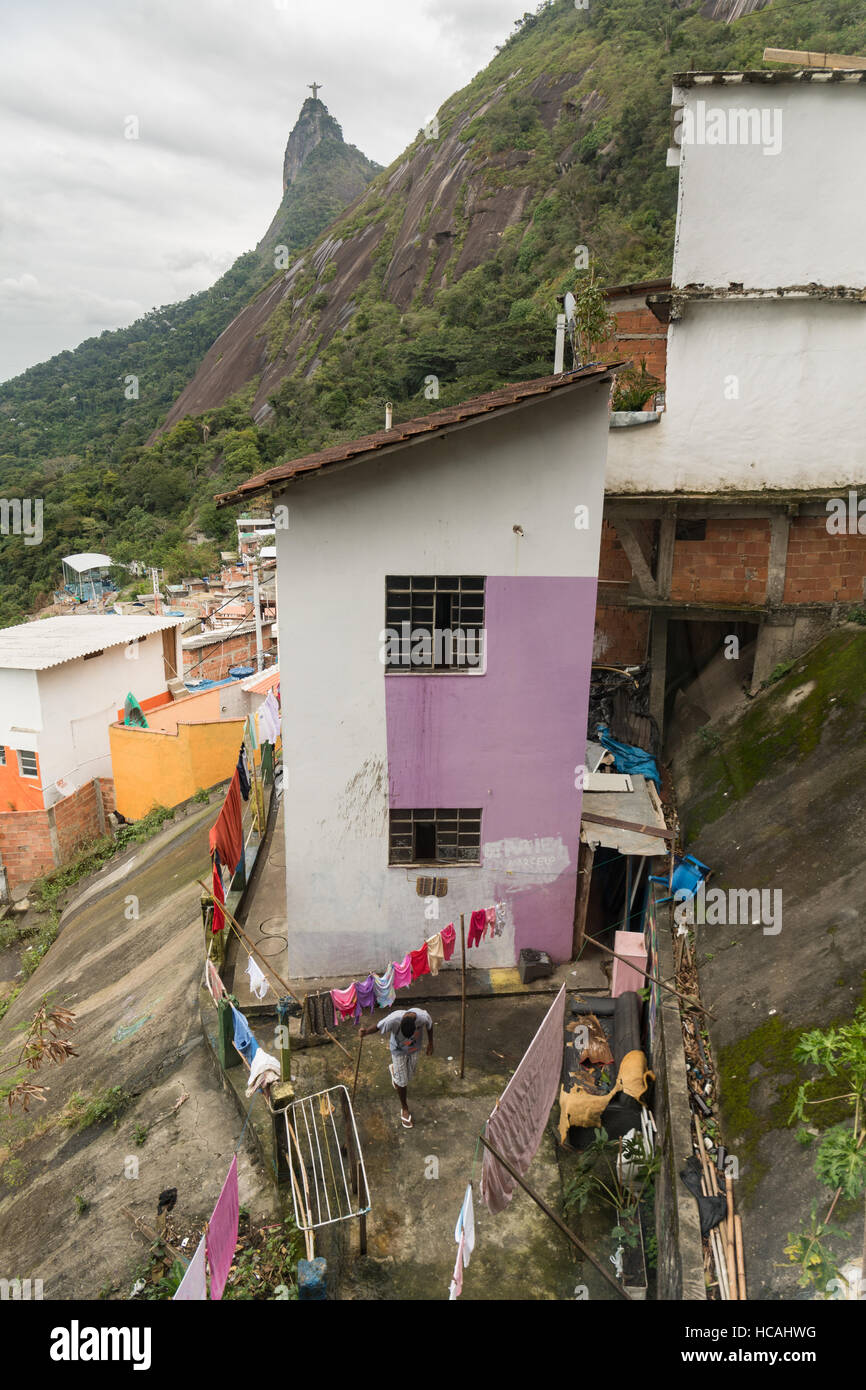 Buildings built on the hillside in the Favela Santa Marta with the ...