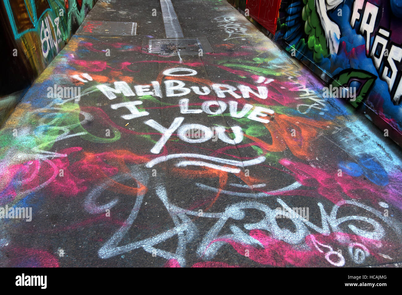 Street art on Union Lane Burke Street Melbourne Victoria Australia ...