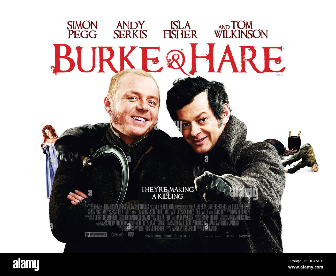 BURKE AND HARE, l-r: Isla Fisher, Simon Pegg, Andy Serkis on poster art ...