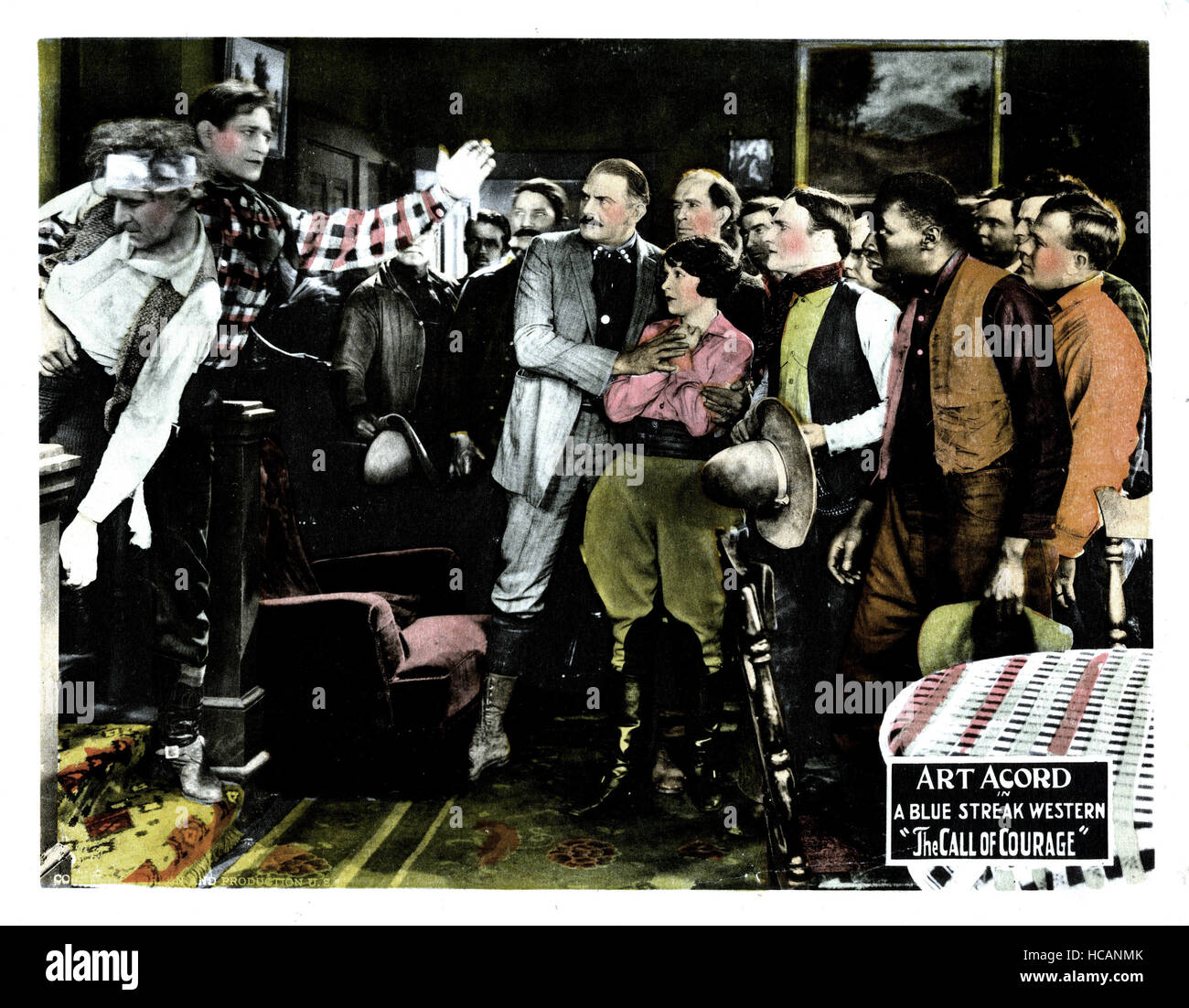 THE CALL OF COURAGE, Art Acord, (arm raised), John T. Prince, Olive ...
