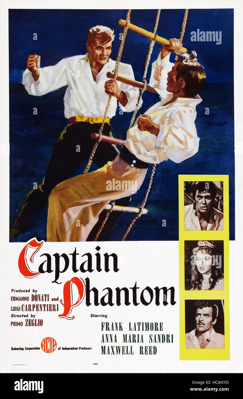 CAPTAIN PHANTOM, (aka CAPITAN FANTASMA), US poster art, insets from top ...
