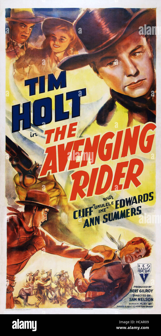 THE AVENGING RIDER, US poster art, top from left: Cliff Edwards, Ann ...
