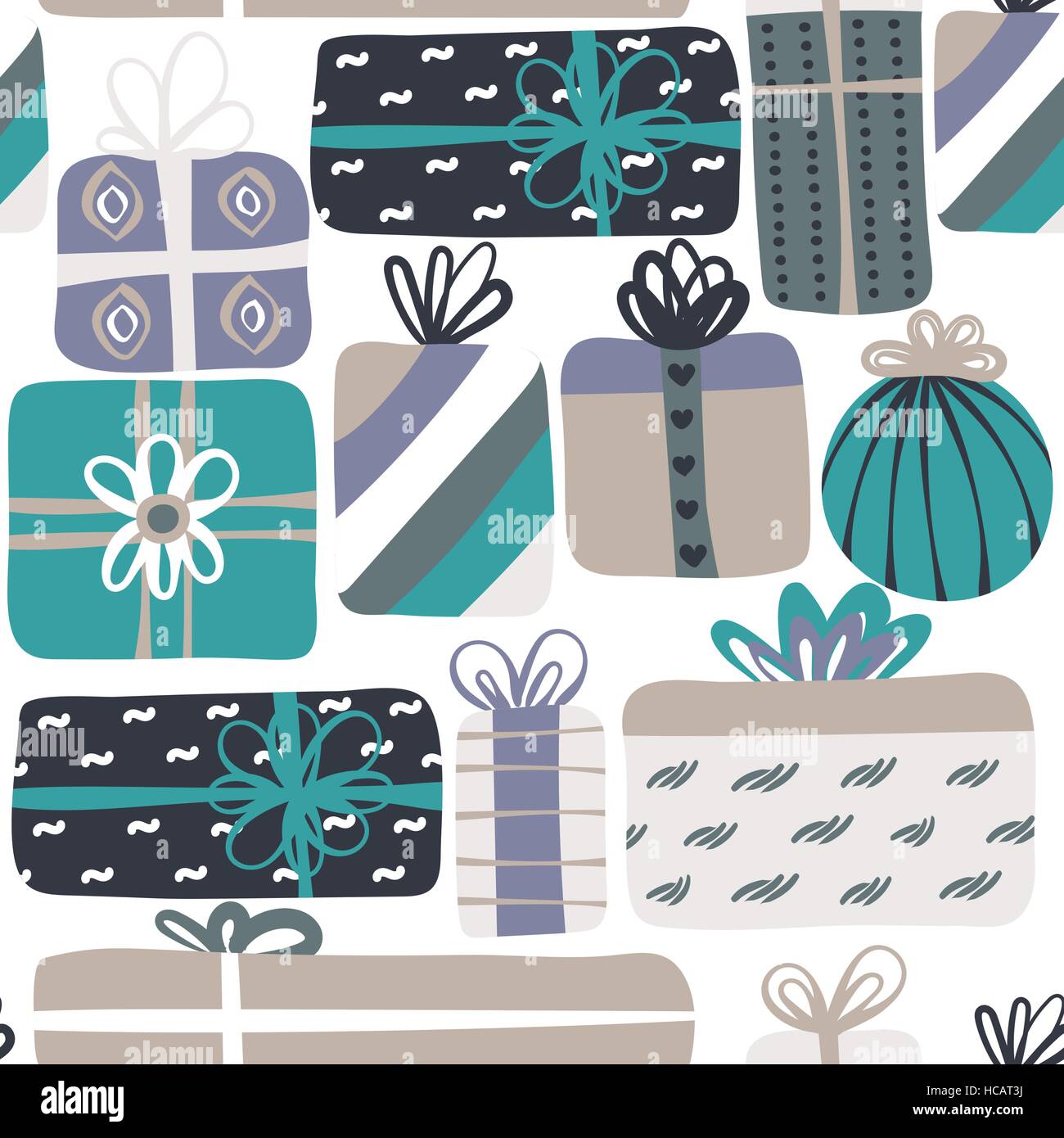 Seamless pattern with different gift boxes. Cute design. Colorful ...