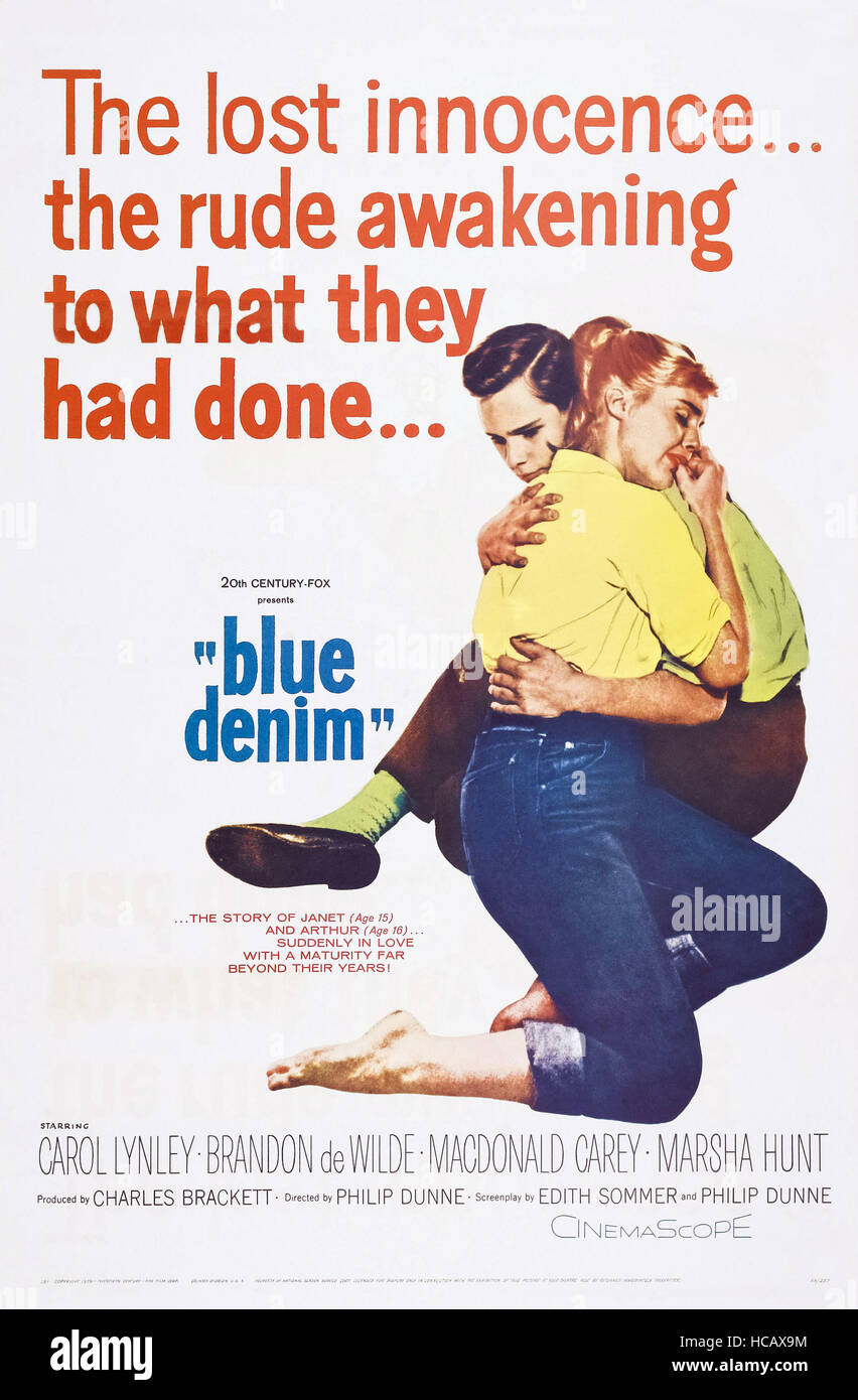 BLUE DENIM, US poster, from left: Brandon De Wilde, Carol Lynley, 1959 ...