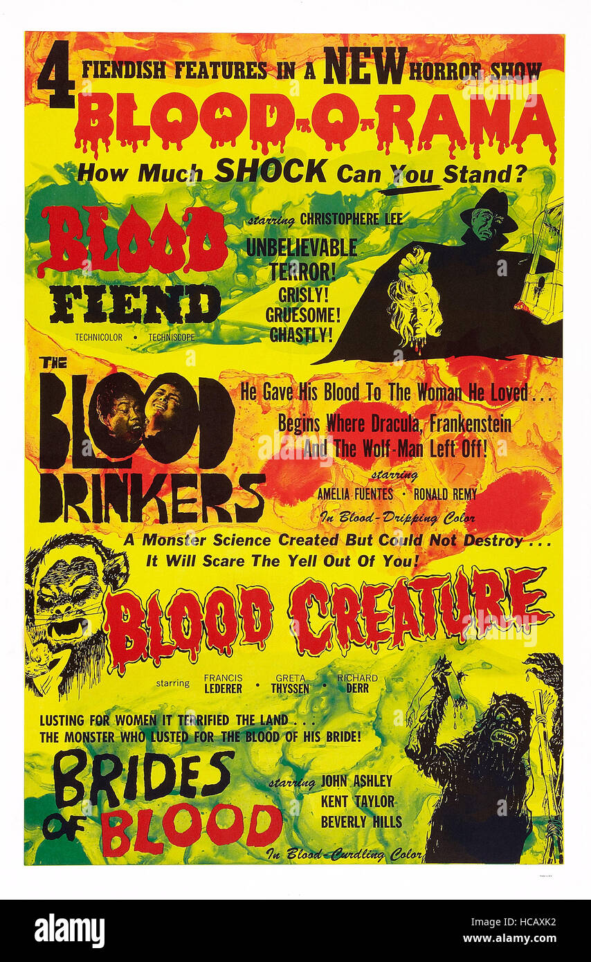 BLOOD FIEND, (aka THEATRE OF DEATH), US quadruple billing poster, 1967 ...