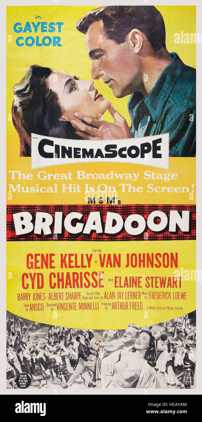 BRIGADOON, US poster art, from left: Cyd Charisse, Gene Kelly, 1954 ...