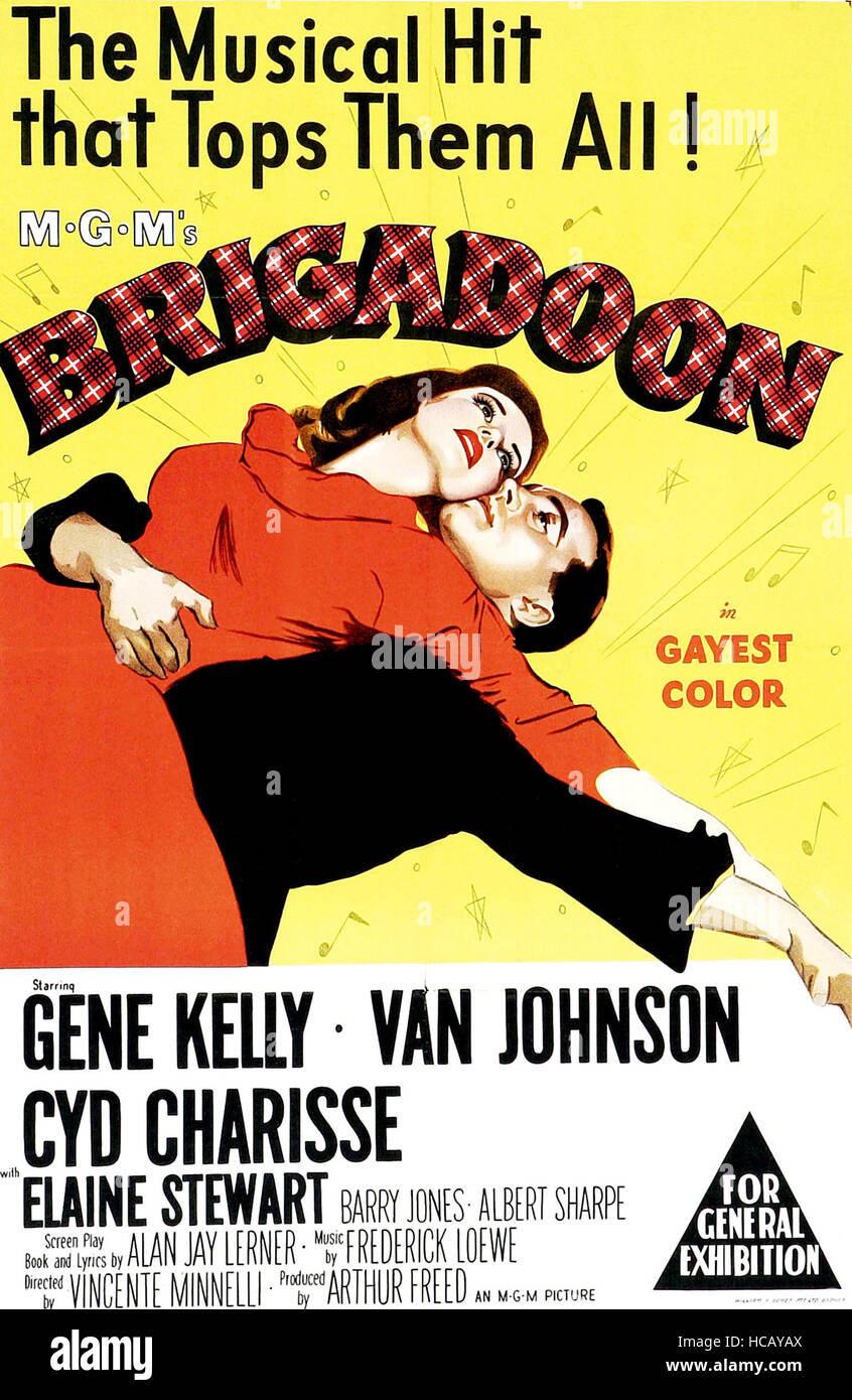 BRIGADOON, from top: Cyd Charisse, Gene Kelly on Australian poster art ...