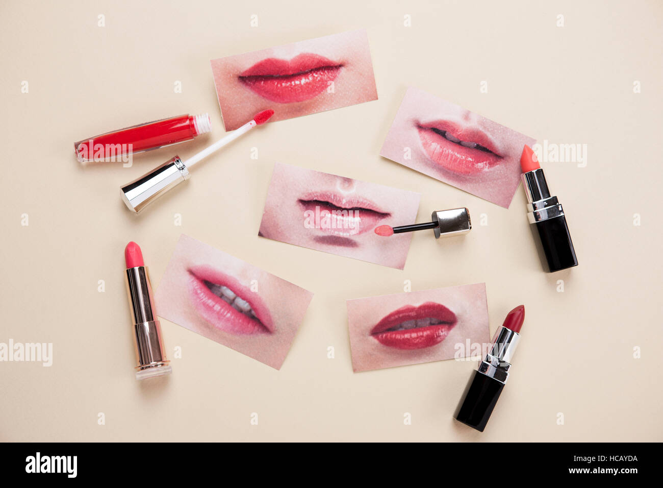 Photos of women's lips with various cosmetic products Stock Photo - Alamy