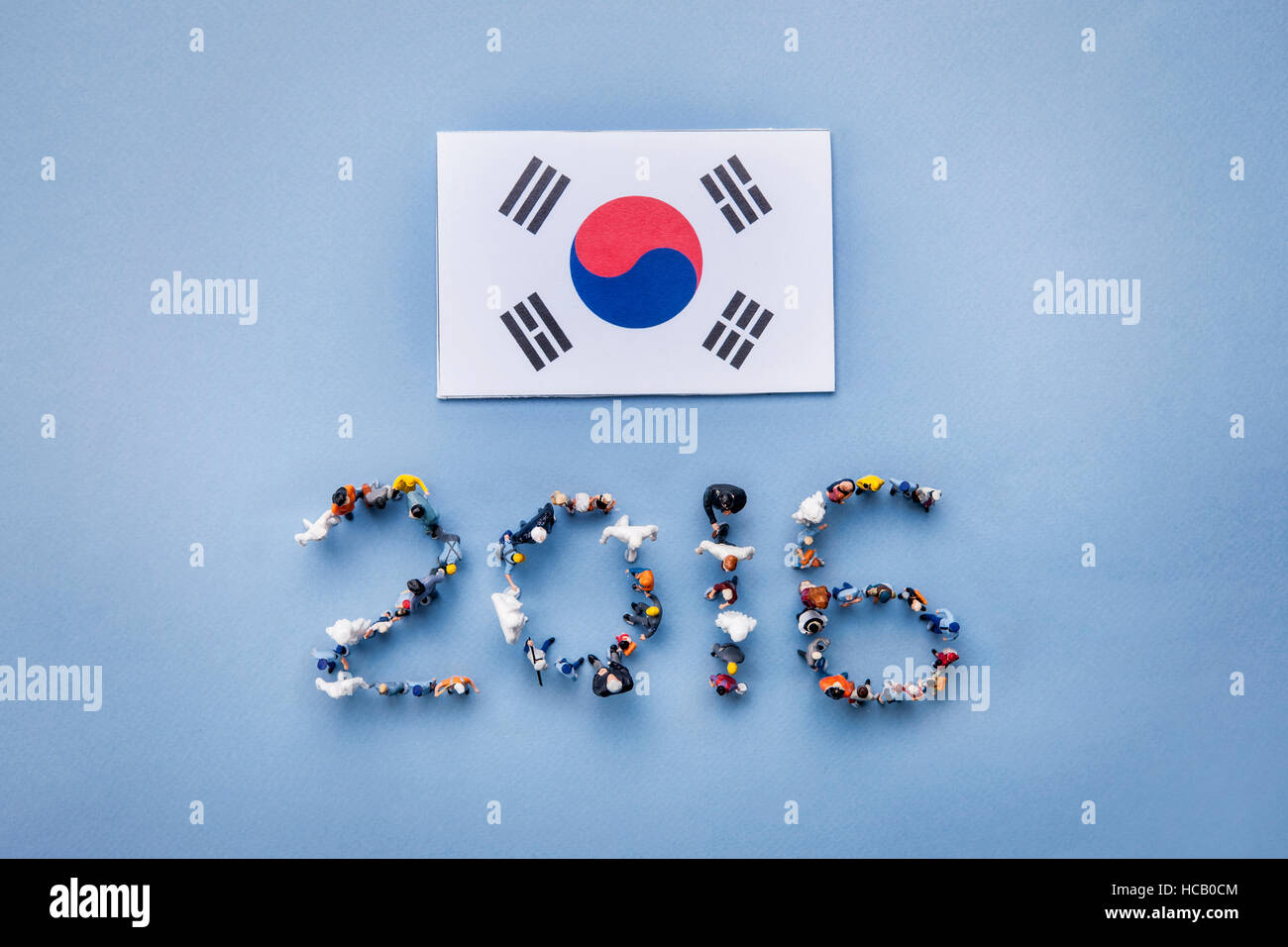 Korean flag and typographical number 2016 Stock Photo - Alamy