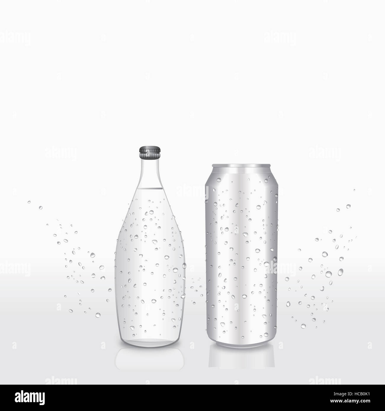 Bottle and can with water drops Stock Photo - Alamy