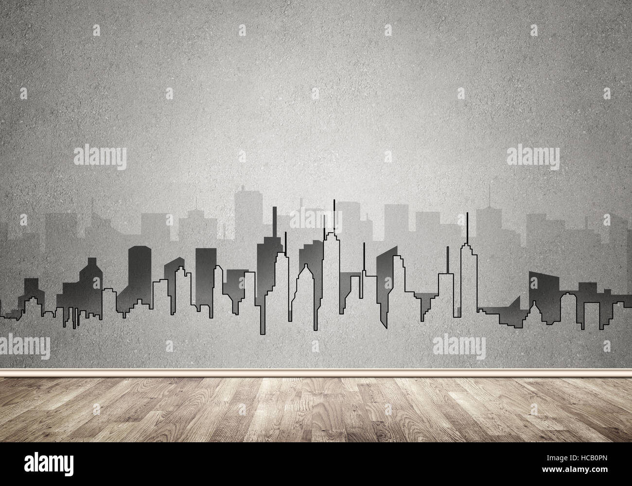 City design on wall Stock Photo - Alamy