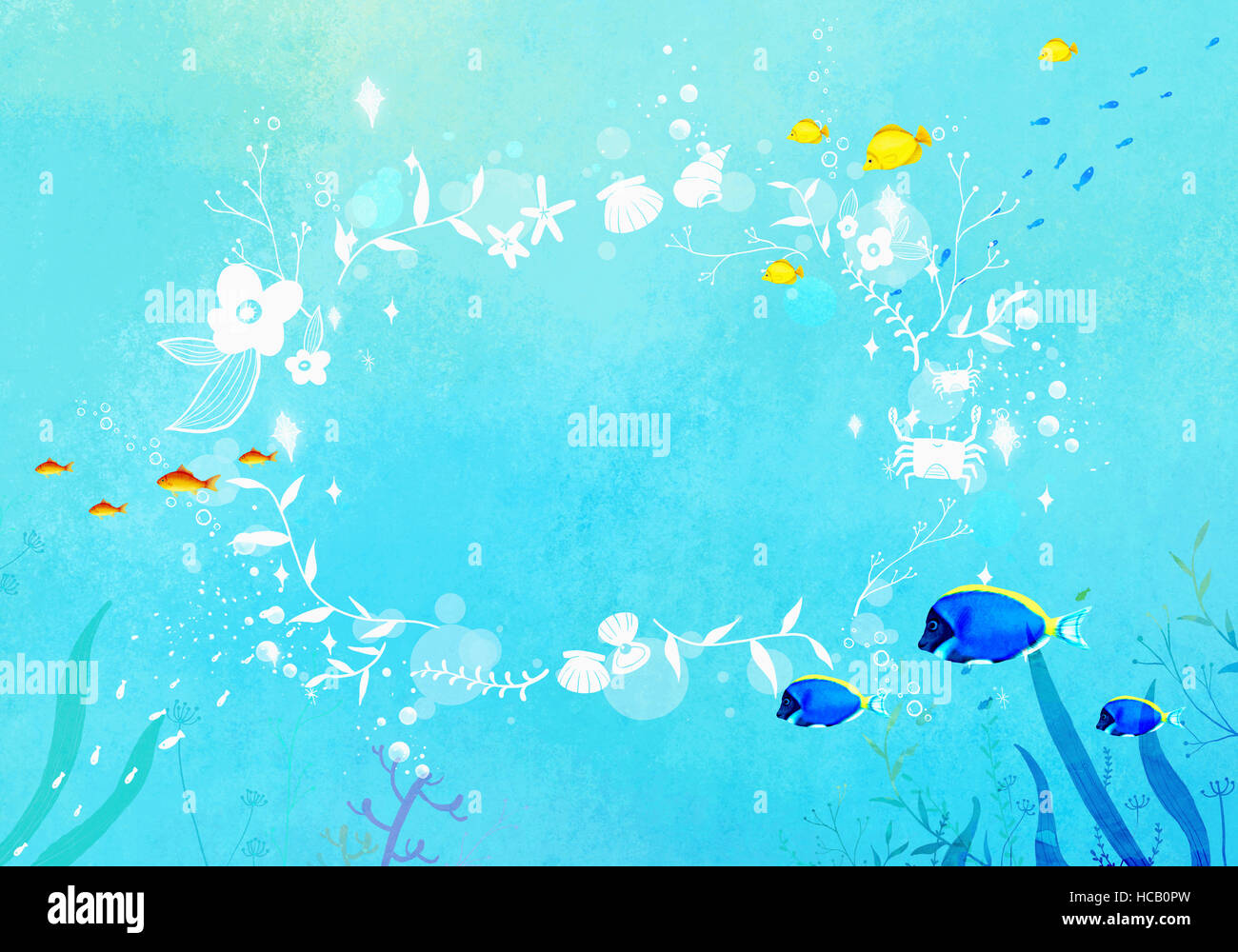 Background of summer, watercolor fish underwater Stock Photo - Alamy