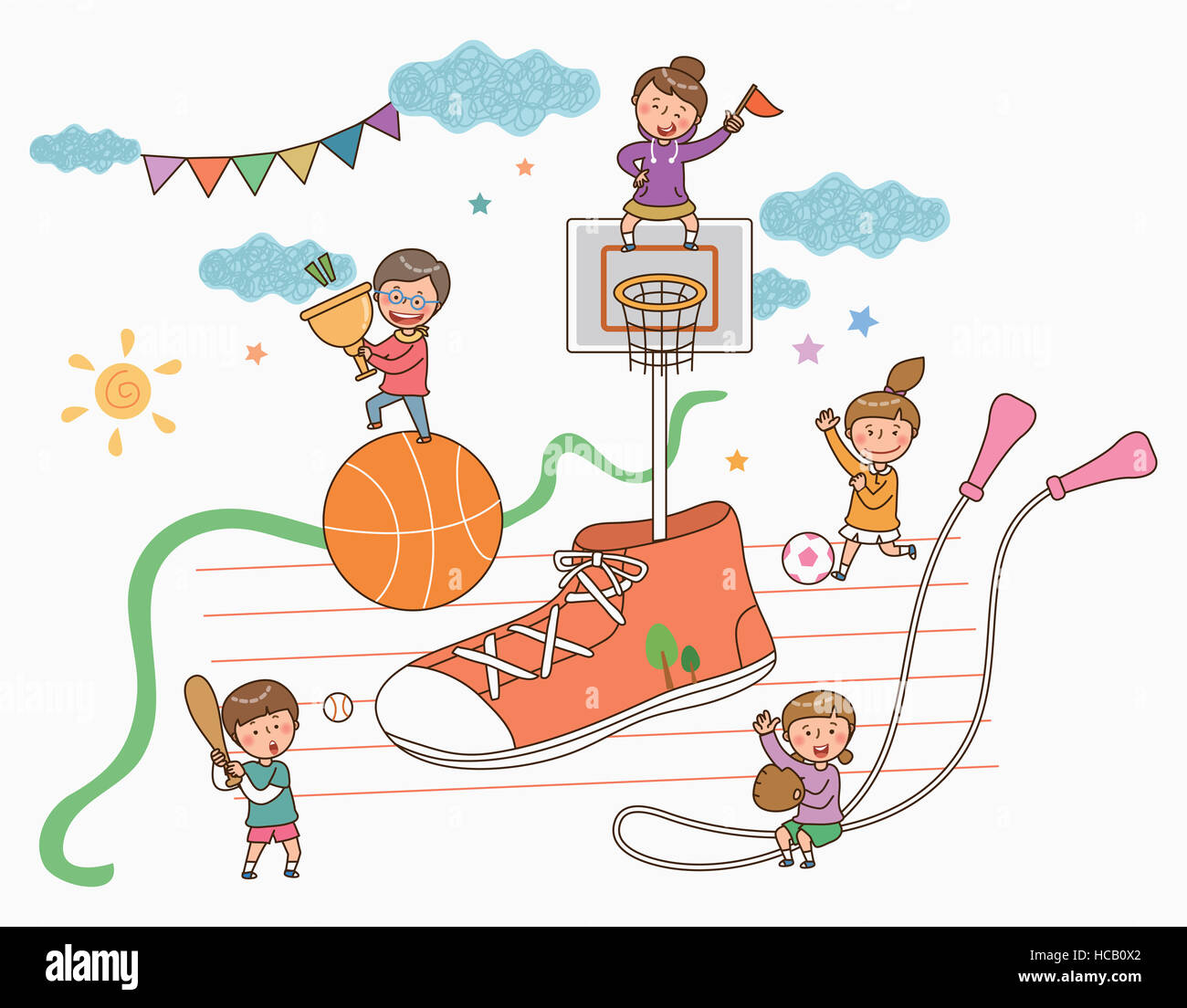 Illustration representing P.E. class Stock Photo - Alamy