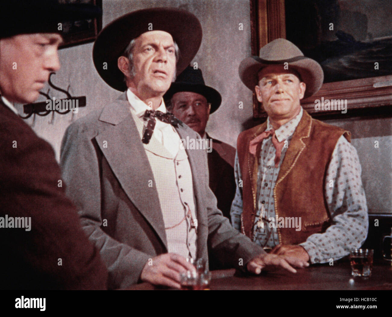 CARSON CITY, Raymond Massey (second from left), James Millican (right ...
