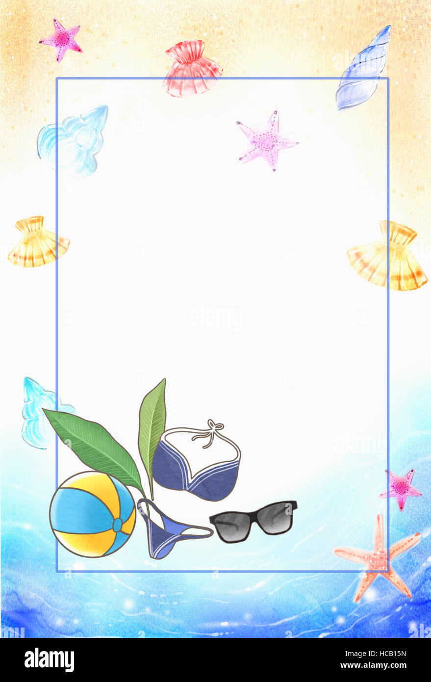 Frame with background of summer vacation Stock Photo - Alamy