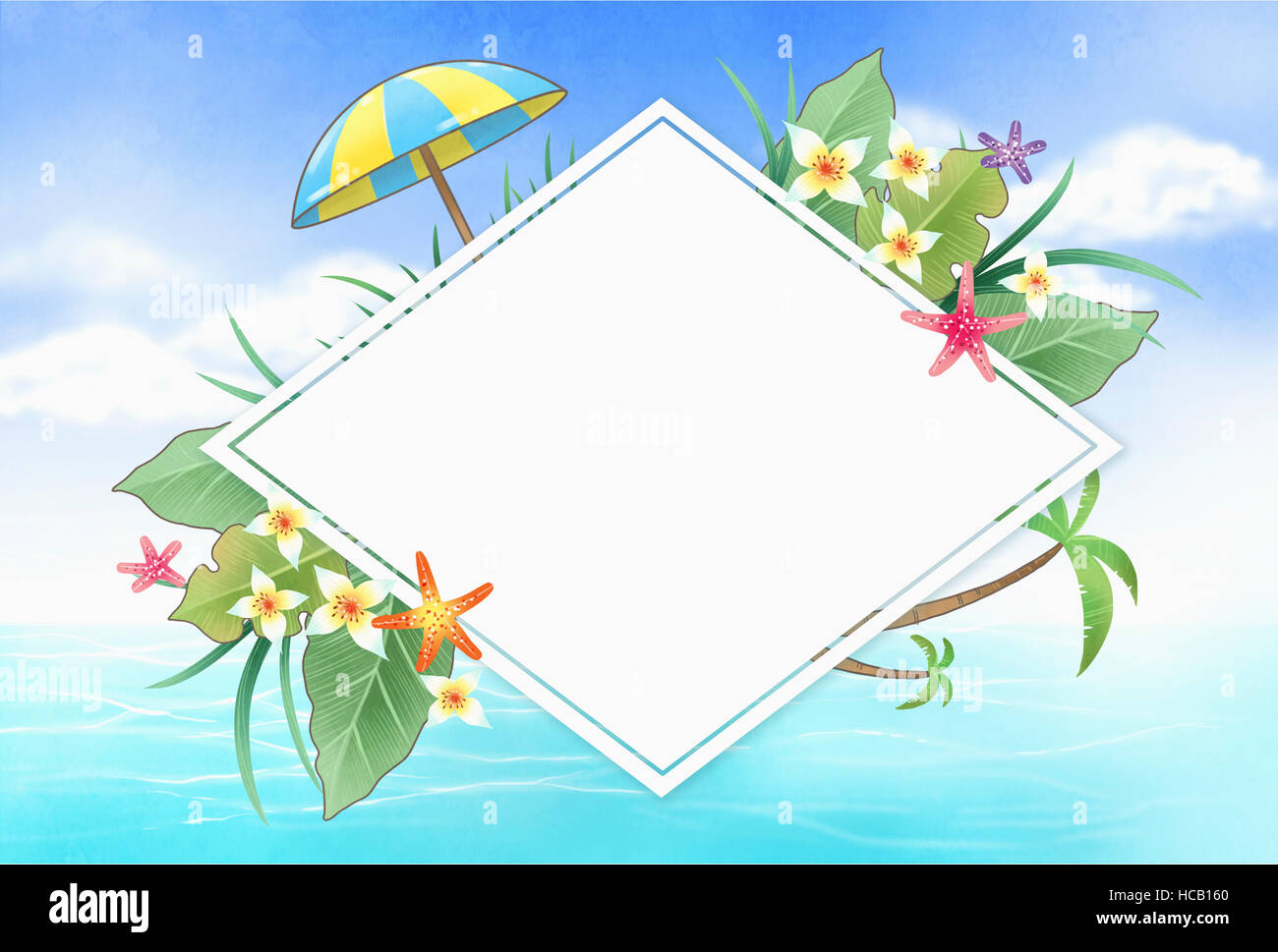 Frame with tropical flowers and plants Stock Photo - Alamy