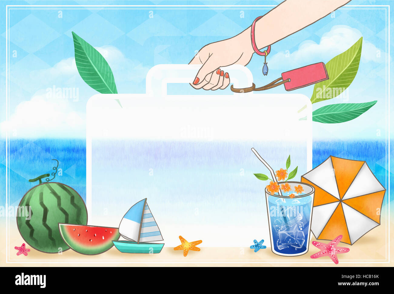 Frame with background of summer vacation Stock Photo - Alamy