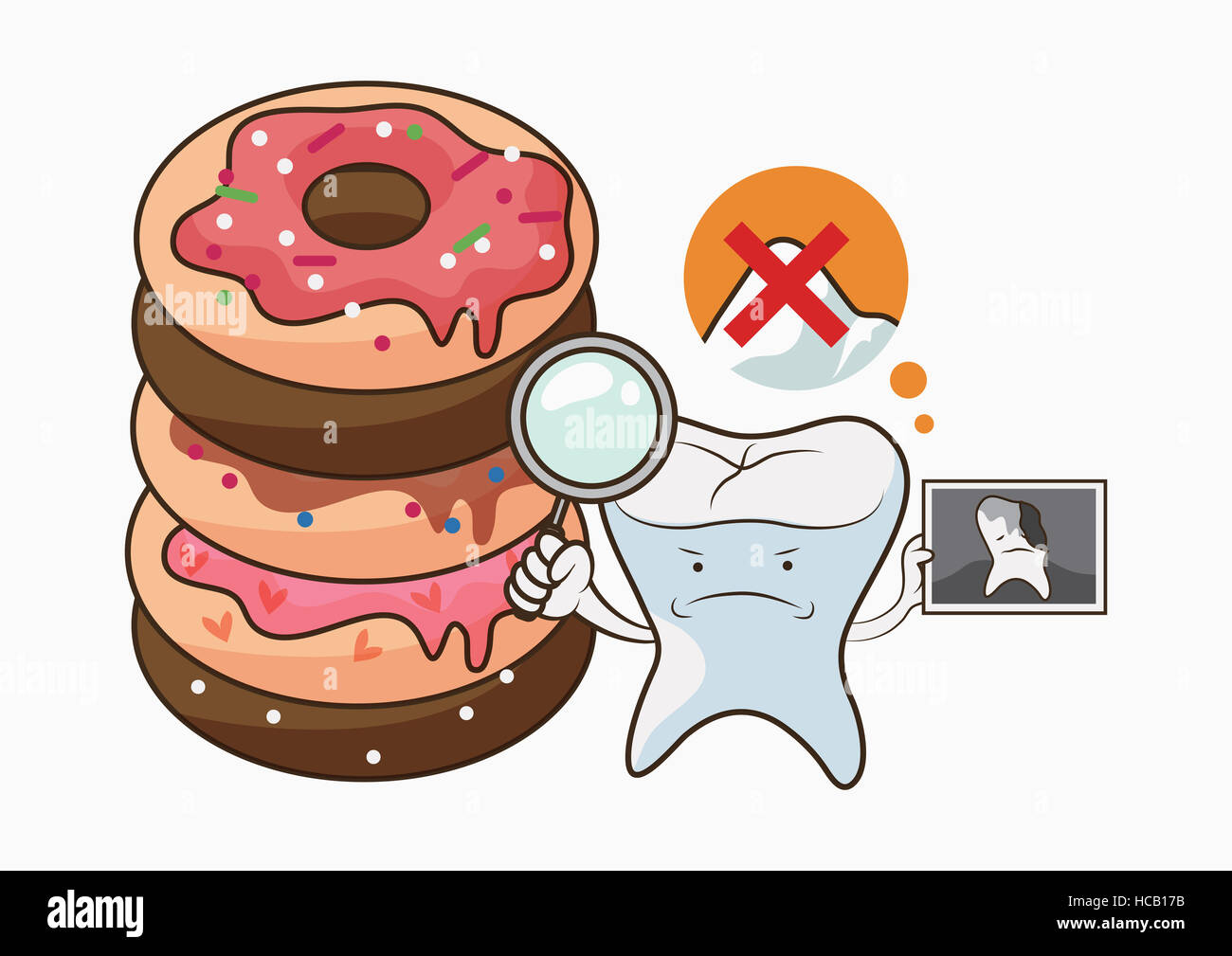 Sweet doughnuts leading to tooth decay Stock Photo - Alamy