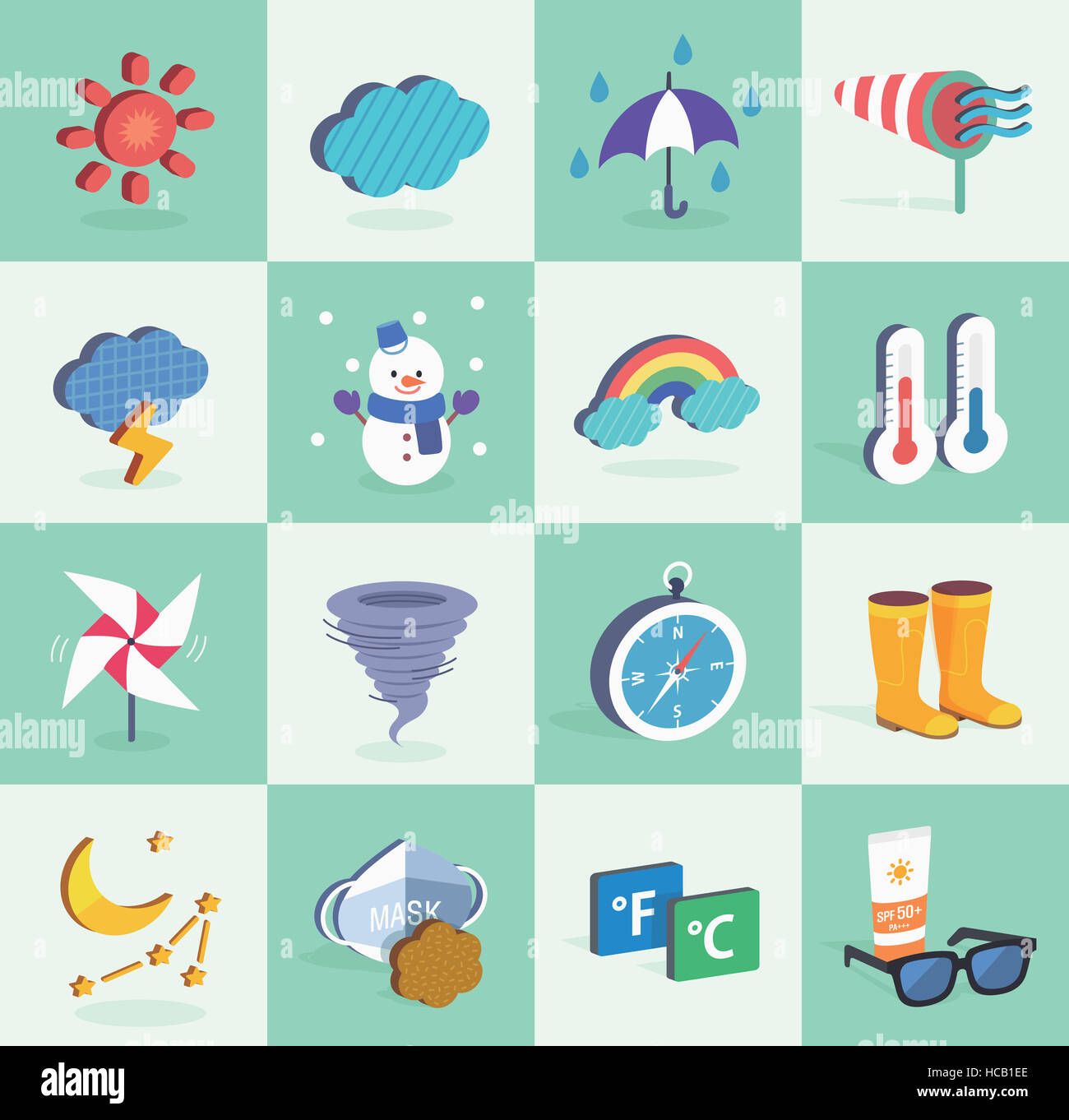Set of various icons related to weather Stock Photo - Alamy
