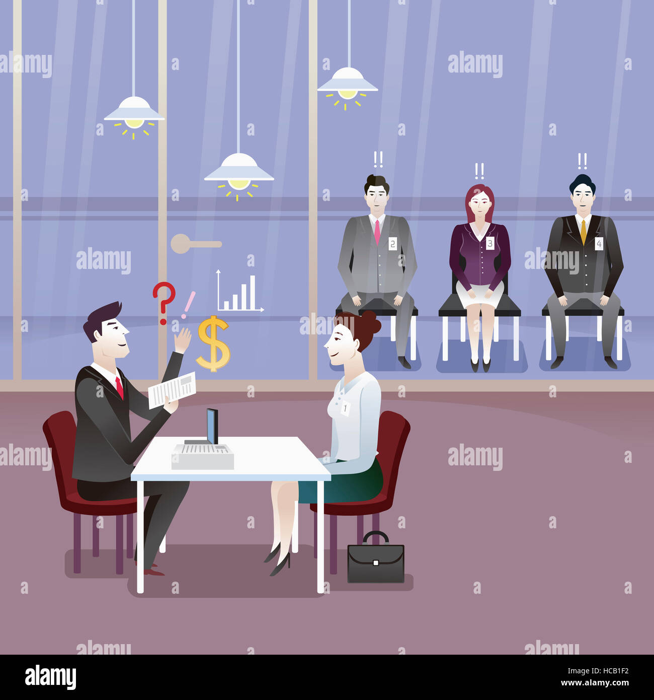Illustration of job interview Stock Photo - Alamy