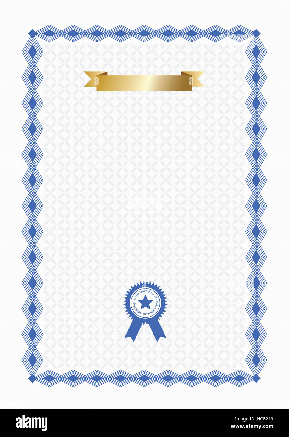 Certificate of merit with emblem and ribbon Stock Photo - Alamy