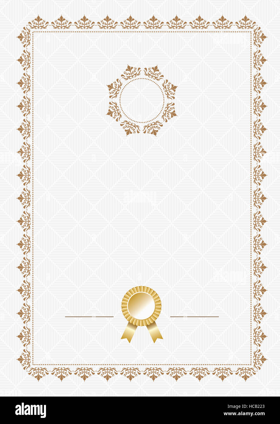 Certificate of merit with gold emblem Stock Photo - Alamy