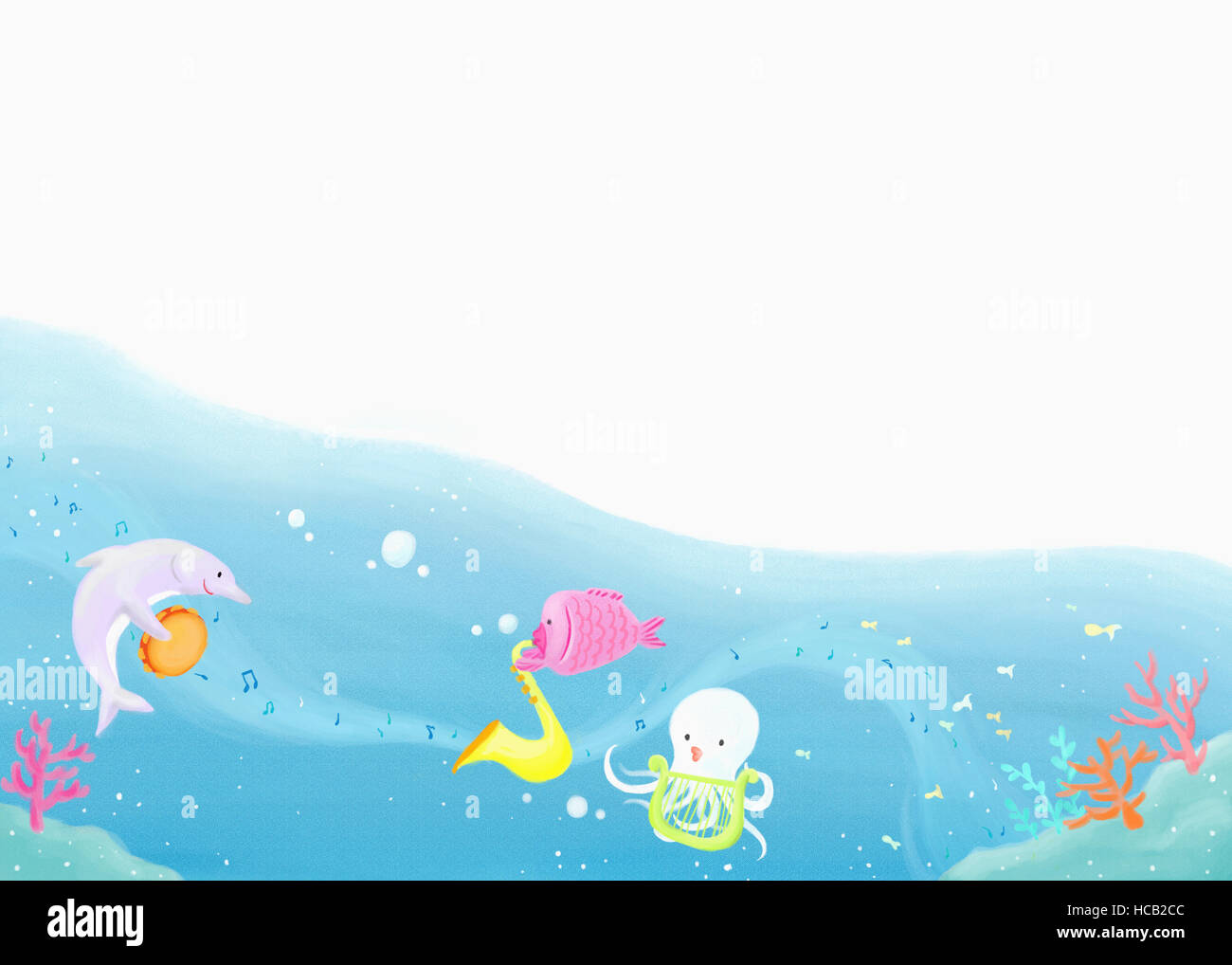 Sea animals playing instruments in illustration Stock Photo - Alamy