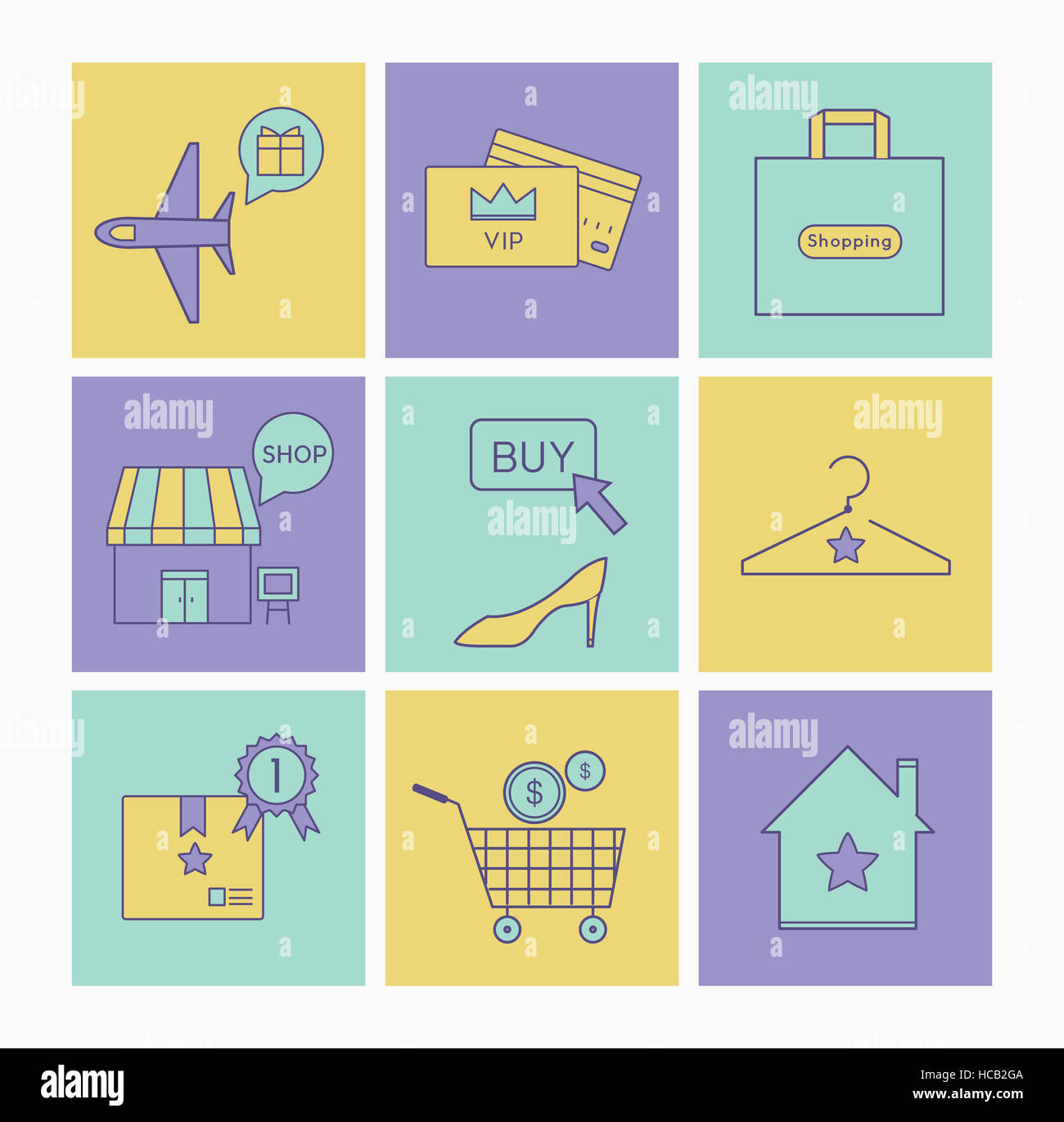 Shopping bag star line Cut Out Stock Images & Pictures - Alamy