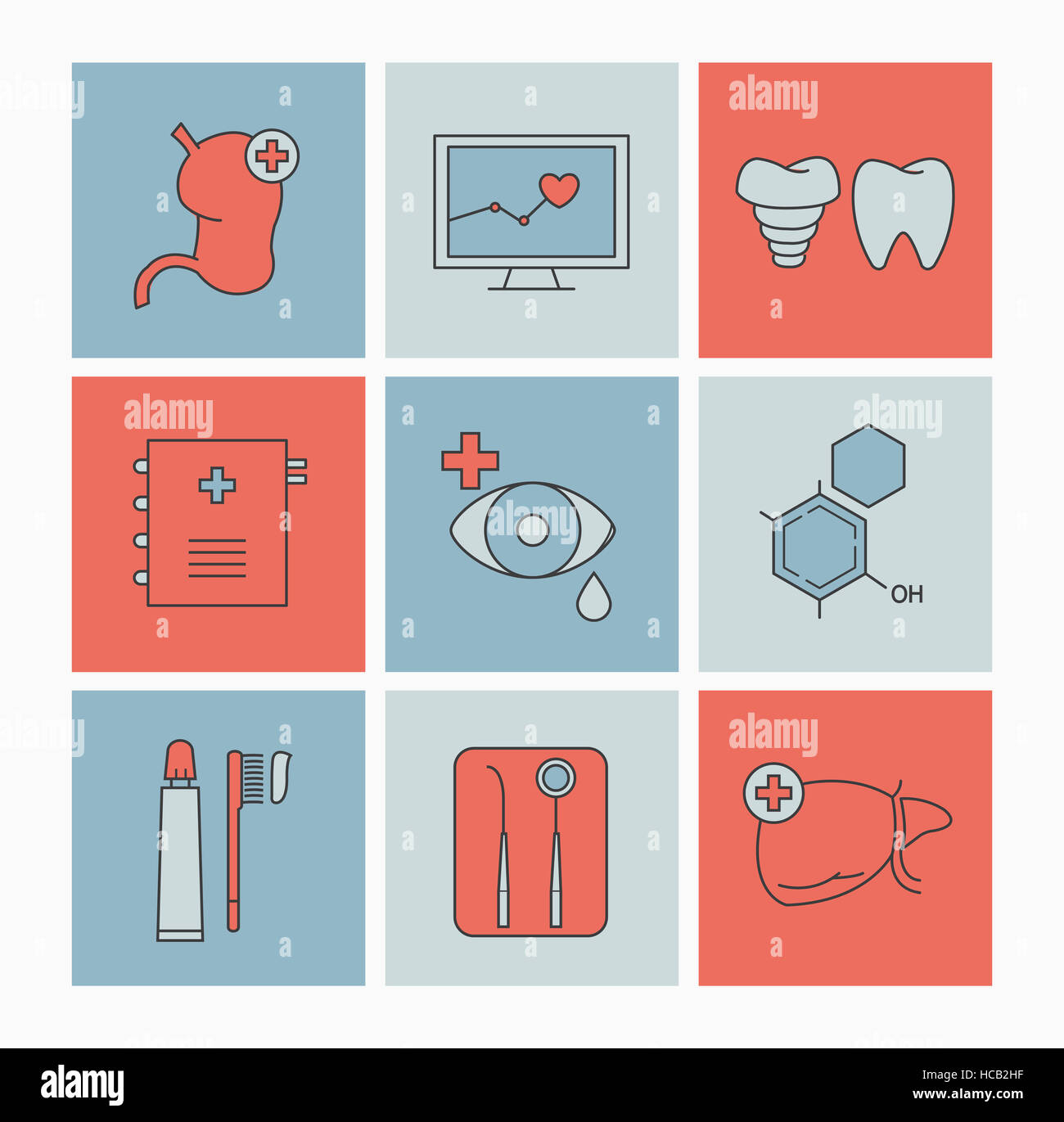 Various line icons related to medicine Stock Photo - Alamy