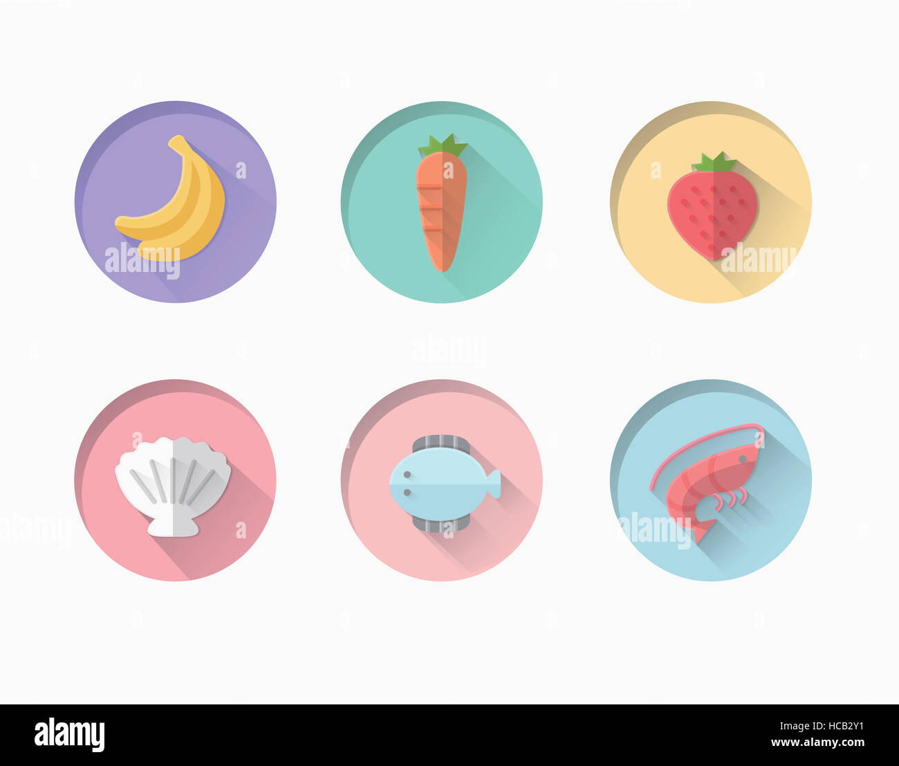Various button icons of food ingredients Stock Photo - Alamy