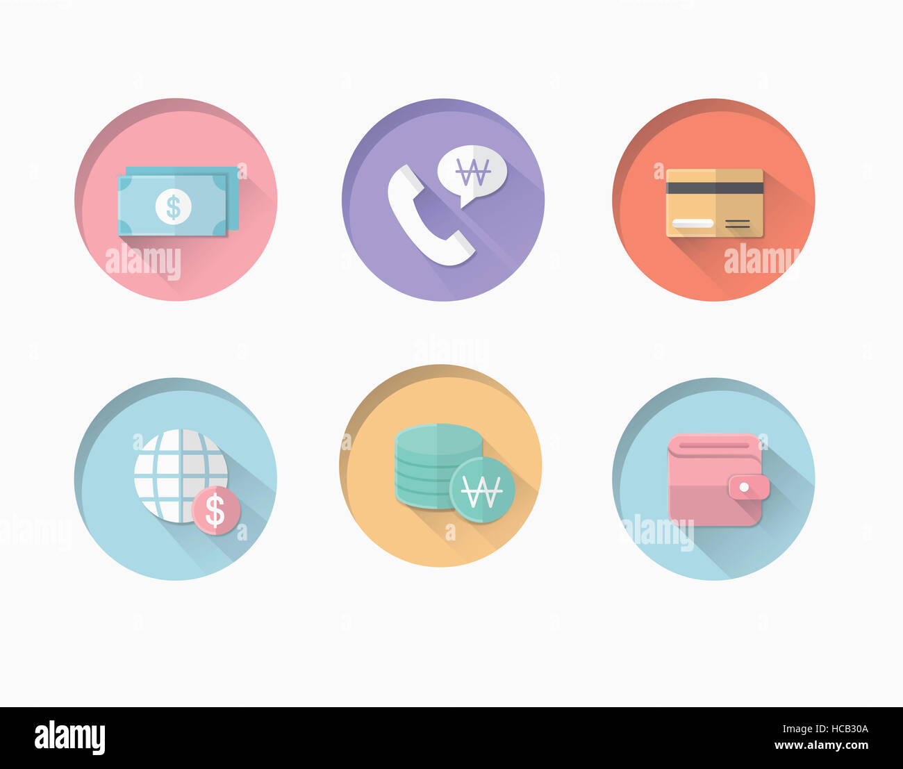 Various button icons related to finance Stock Photo - Alamy