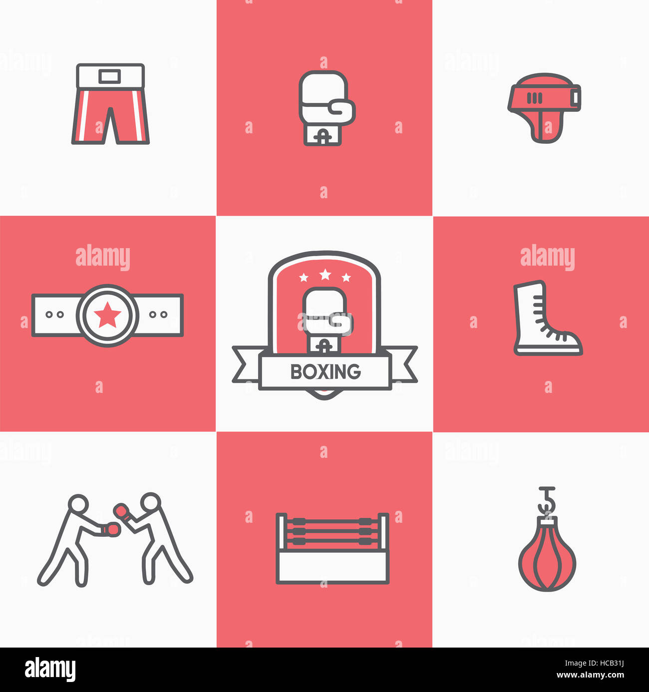 Line icons related to boxing Stock Photo - Alamy