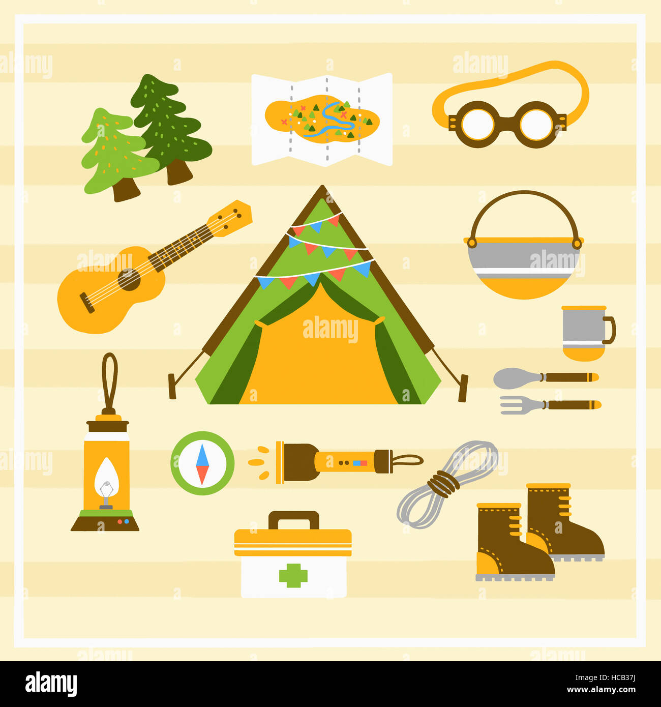 Various objects for camping Stock Photo - Alamy