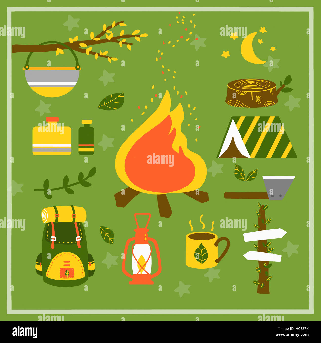 Various objects for camping Stock Photo - Alamy