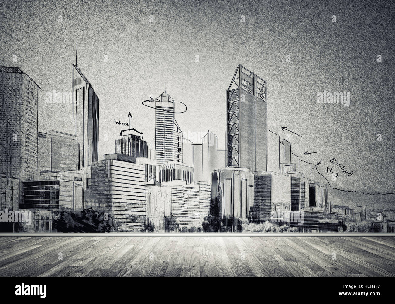 City design on wall Stock Photo - Alamy
